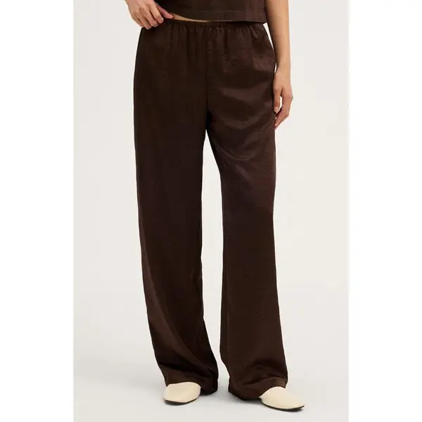 Madewell Devon Satin Wide Leg Pants - Dark Chicory