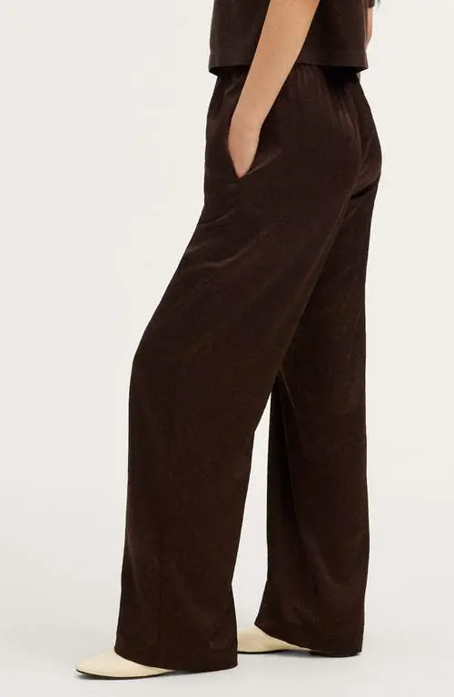 Madewell Devon Satin Wide Leg Pants - Dark Chicory