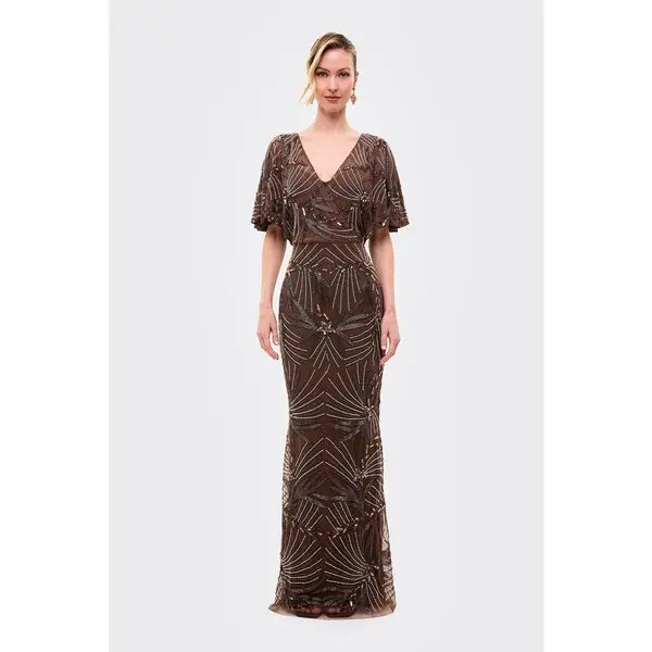 BEAUUT Embellished Sequin Fitted Gown