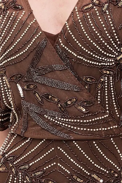 BEAUUT Embellished Sequin Fitted Gown