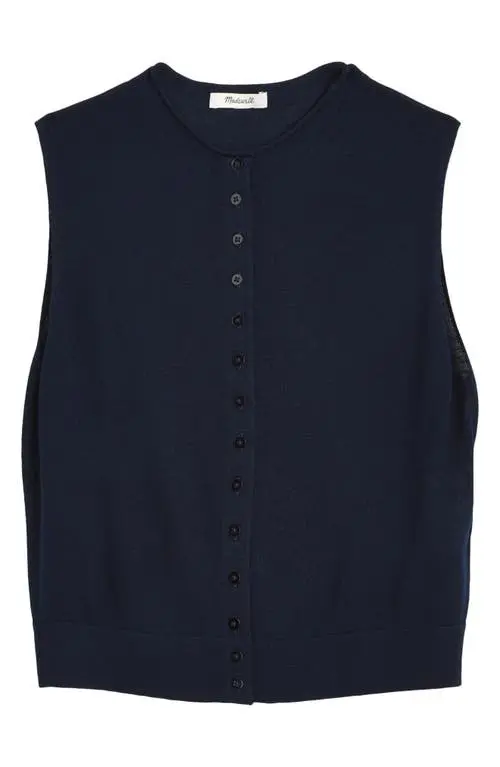 Madewell Sleeveless Crewneck Cardigan - Dark Navy