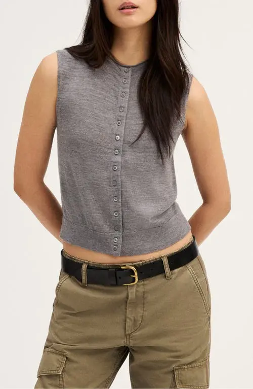 Madewell Button Front Sleeveless Cardigan - Medium Hthr Grey