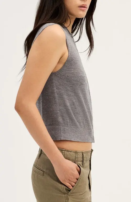 Madewell Button Front Sleeveless Cardigan - Medium Hthr Grey