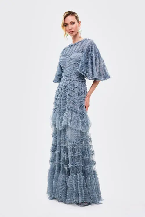 BEAUUT Flutter Ruffle Maxi Dress