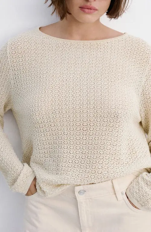 Mango Open Knit Crewneck Sweater