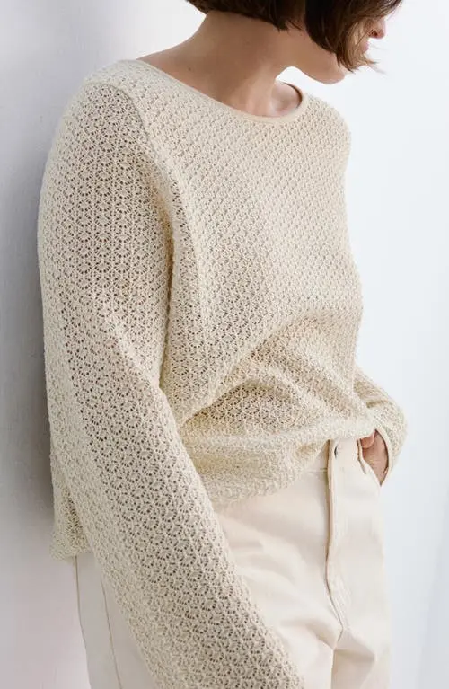 Mango Open Knit Crewneck Sweater