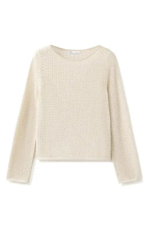Mango Open Knit Crewneck Sweater