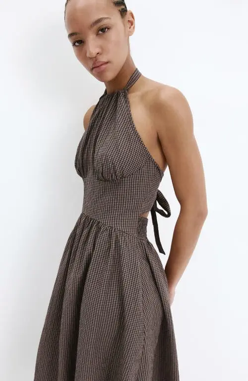 Mango Gingham Halter Dress