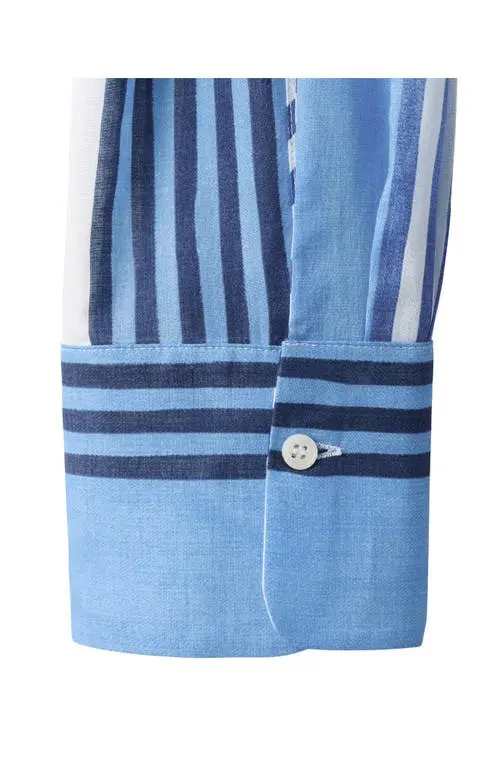 Mango Stripe Cotton Button-up Shirt