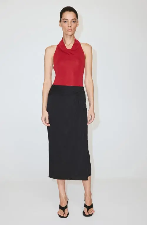 Mango Ruched Midi Skirt