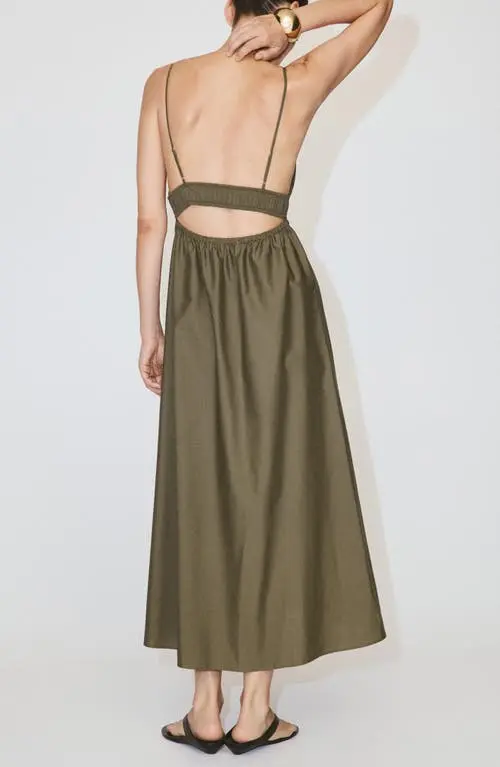 Mango V-neck Shirred Lyocell Blend Dress