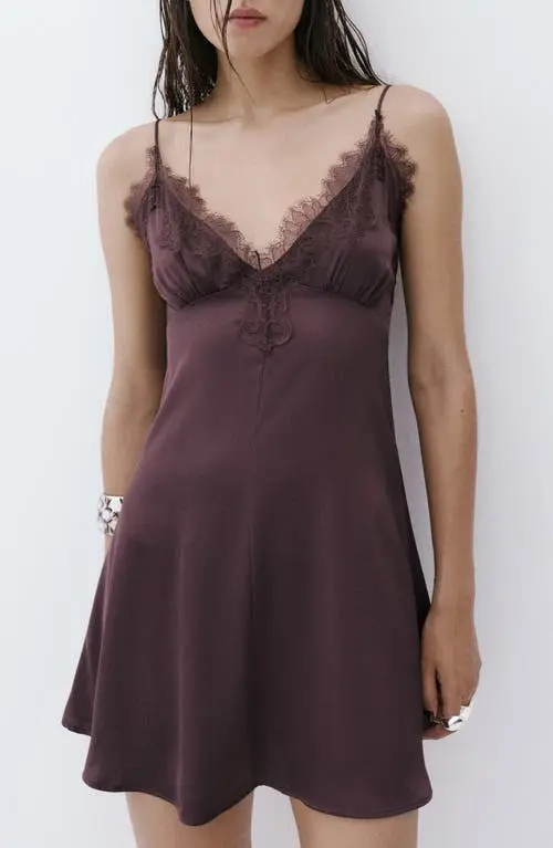 Mango Satin Lace V-neck Dress