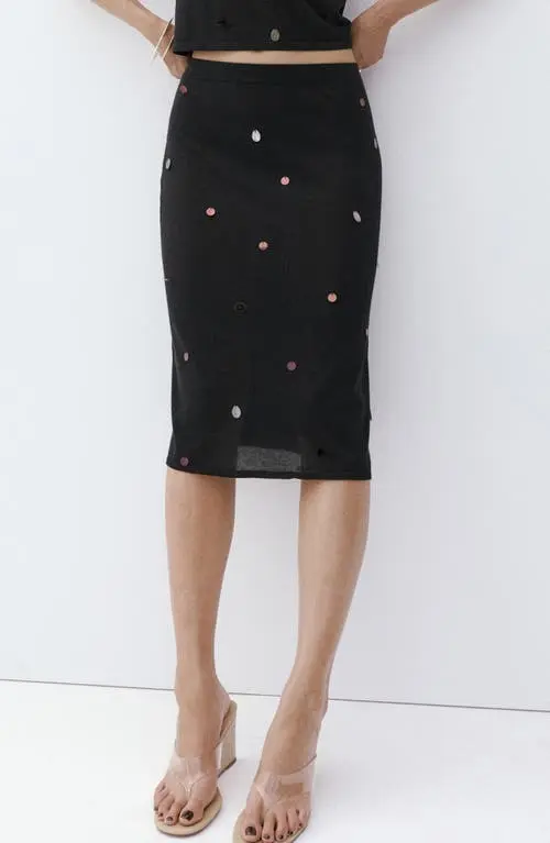 Mango Fine Knit Sequined Skirt - Black