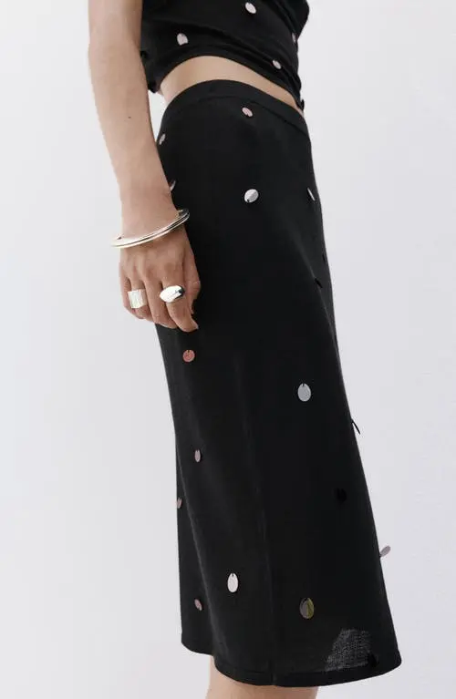 Mango Fine Knit Sequined Skirt