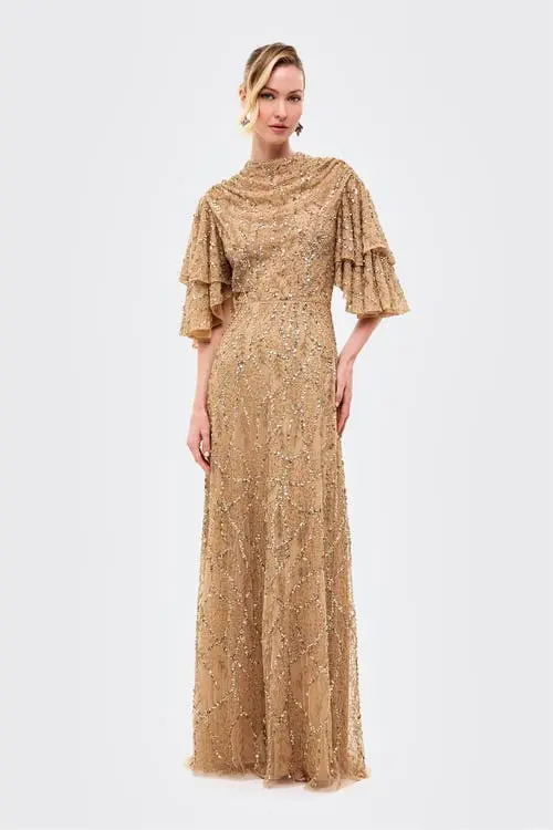 BEAUUT Embellished Sequins Double Sleeves Dress - Richmond