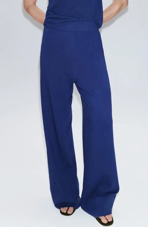 Mango Elastic Waist Straight Leg Pants - Vibrant Blue