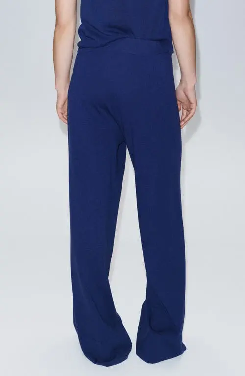 Mango Textured Knit Straight Leg Pants - Vibrant Blue