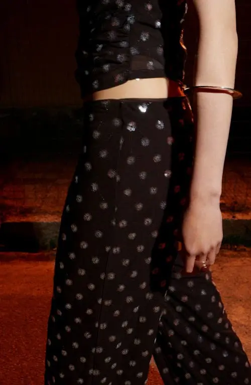 Mango Sequin Embellished Straight Leg Trousers