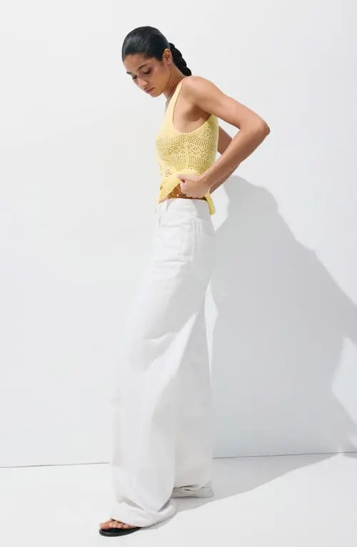 Mango Crocheted Button-front Sleeveless Vest - Yellow