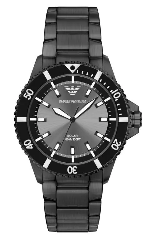 Emporio Armani World Explorer Solar Chronograph Bracelet Watch - Black