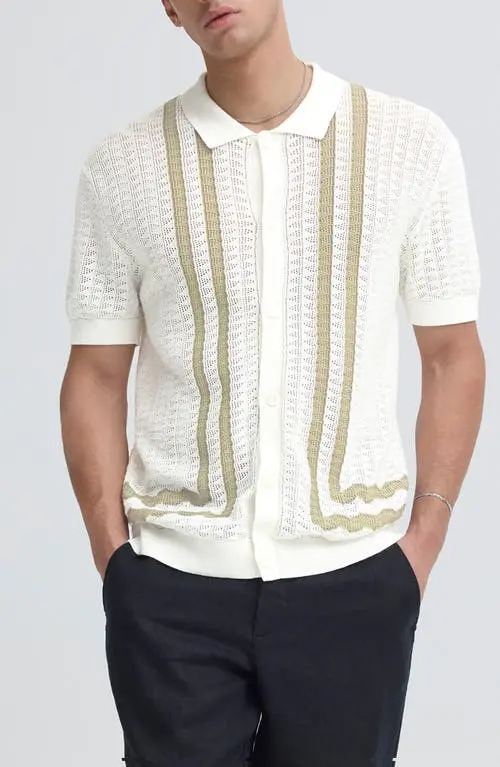 CASUAL FRIDAY Holla Pointelle Knit Sweater Polo
