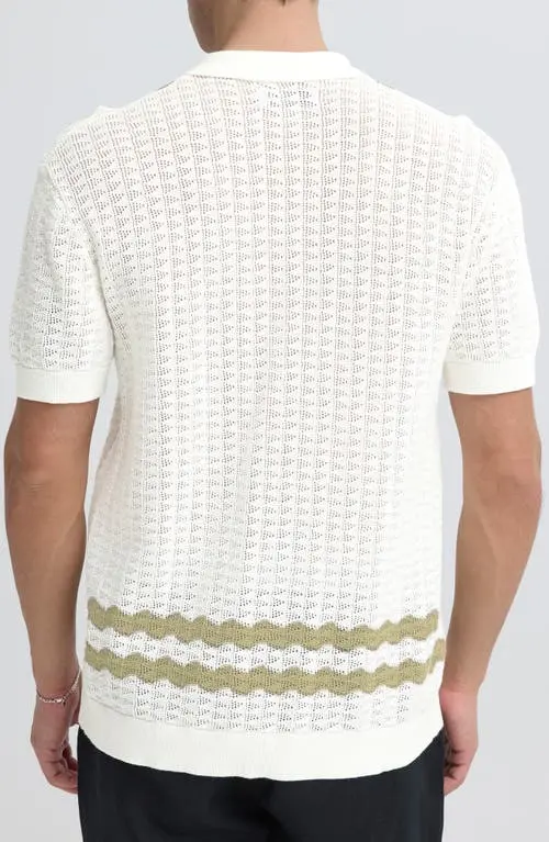 CASUAL FRIDAY Holla Pointelle Knit Sweater Polo