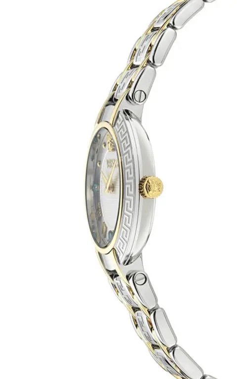 Versace Antlia Emerald Bracelet Watch With Guilloche Dial And Medusa Head Accent