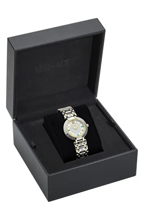 Versace Antlia Emerald Bracelet Watch With Guilloche Dial And Medusa Head Accent