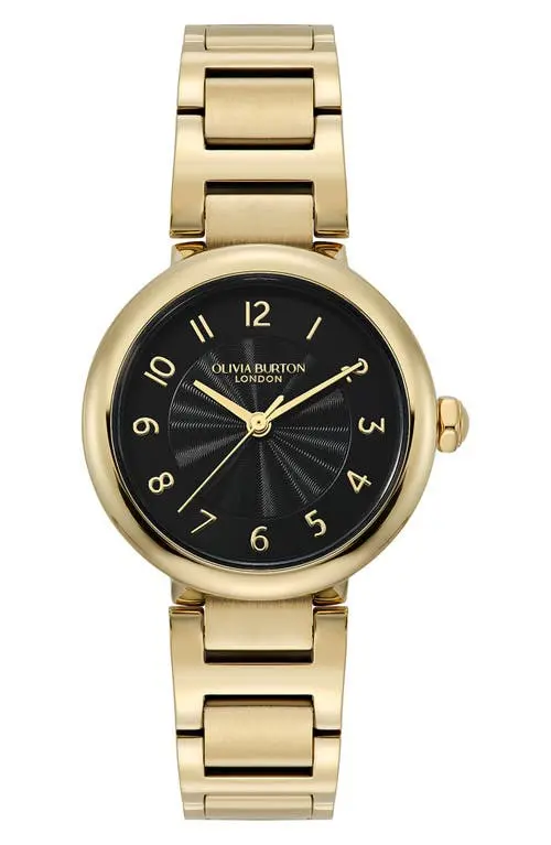 OLIVIA BURTON Pembroke Gold Tone Stainless Steel Link Bracelet Watch - Black