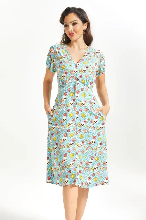 MODCLOTH Sundae Stunner Button Front Midi Dress