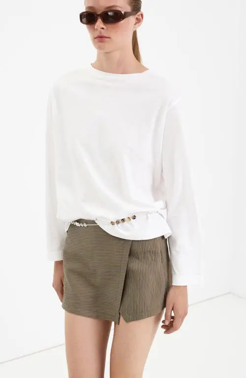 Mango Striped Wrap Skort