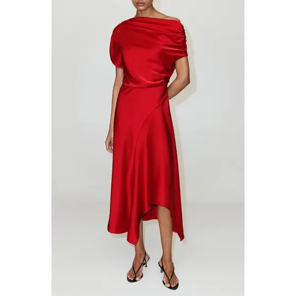 Mango Asymmetrical Satin Dress