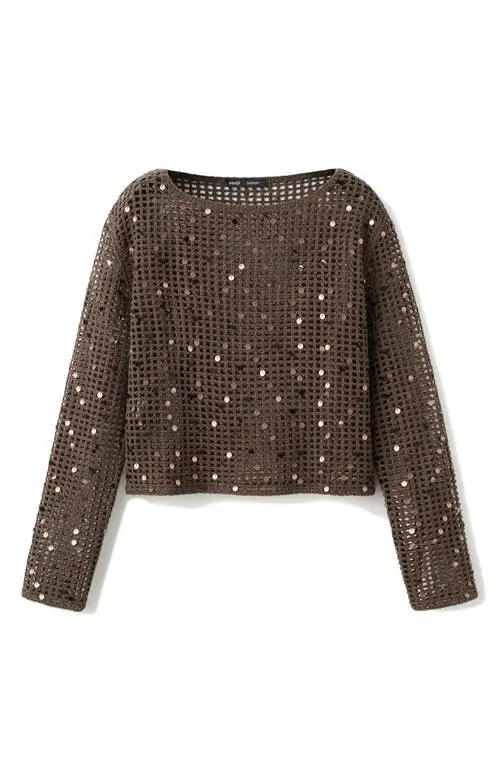 Mango Sequined Crocheted Sweater