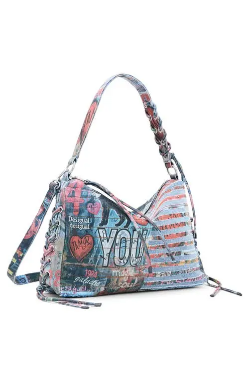 Desigual Medium Mixed Denim Shoulder Bag