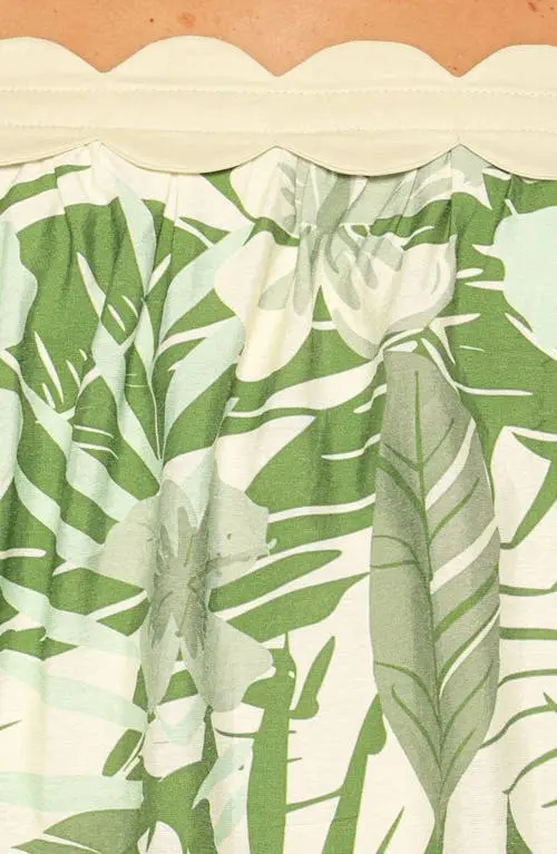 PETAL & PUP Lillian Scalloped Edge Cotton Blend Top & Shorts Set - Green Leaf