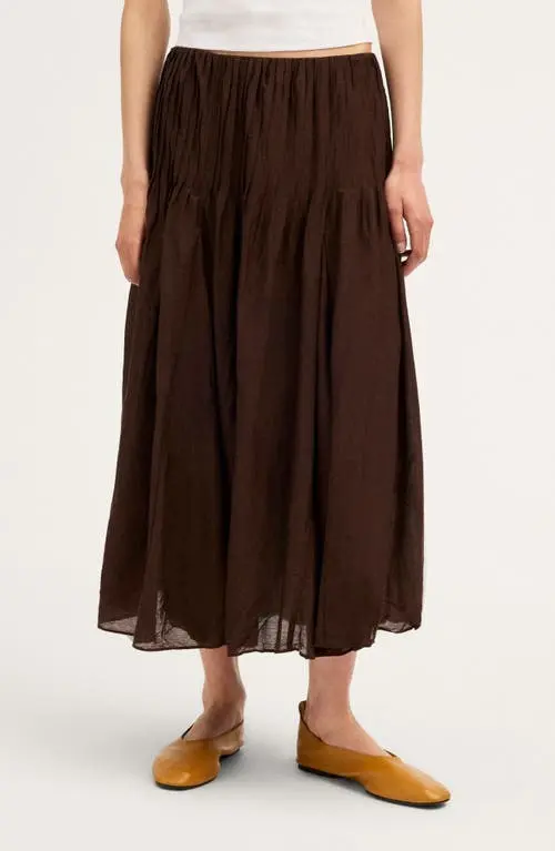 Madewell Pintuck Midi Skirt - Dark Chicory