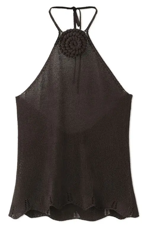 Mango Floral Crocheted Halter Top