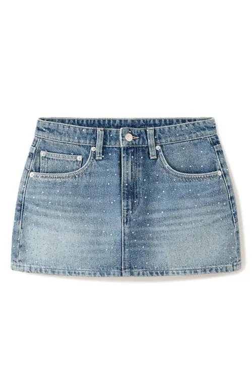 Mango Embellished Denim Mini Skirt