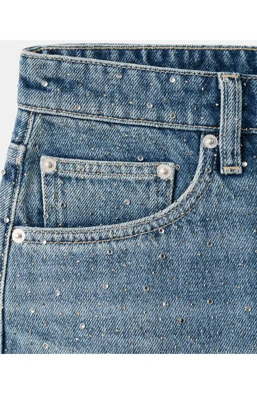 Mango Embellished Denim Mini Skirt