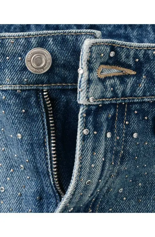 Mango Embellished Denim Mini Skirt