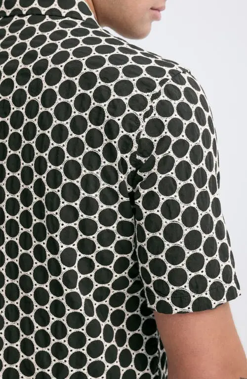 CASUAL FRIDAY Samwell Embroidered Eyelet Camp Shirt - Dark Navy
