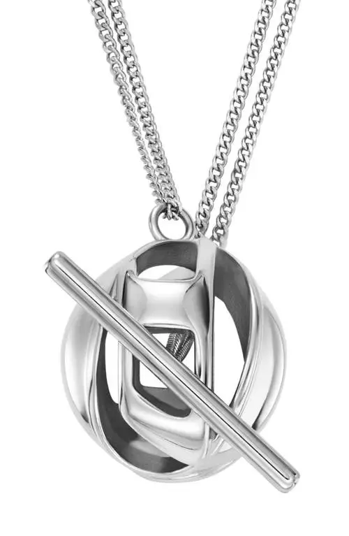 DIESEL® Stainless Steel Globe Pendant Necklace With Toggle Closure