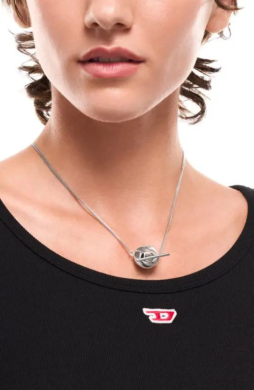 DIESEL® Stainless Steel Globe Pendant Necklace With Toggle Closure