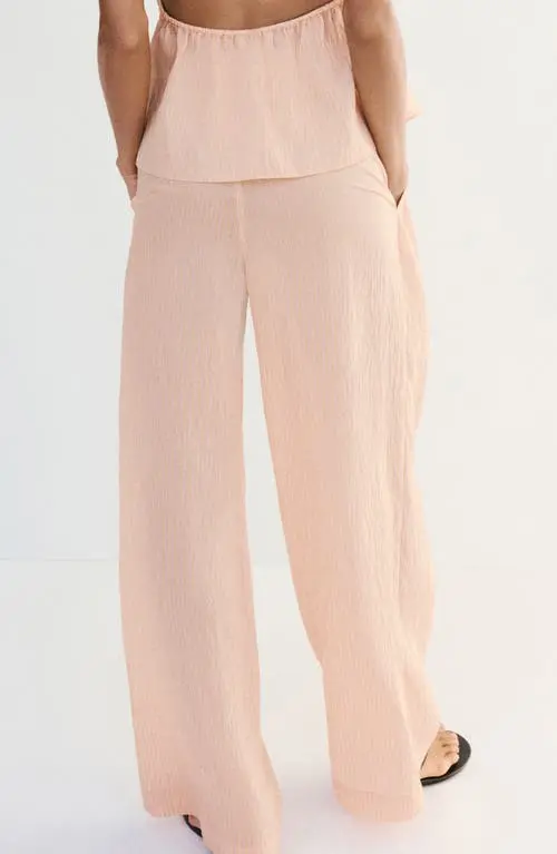 Mango Striped Pleated Wide Leg Pants