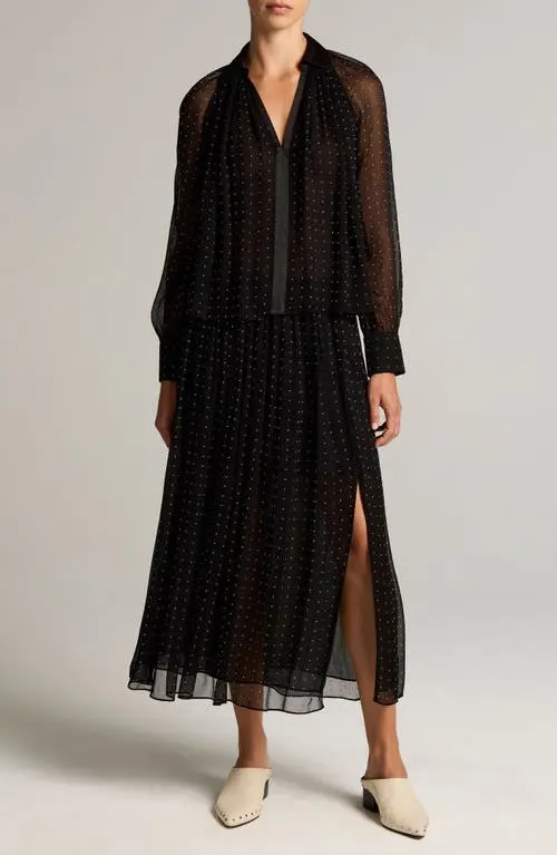 Vince Heat Set Dot Sheer Midi Skirt