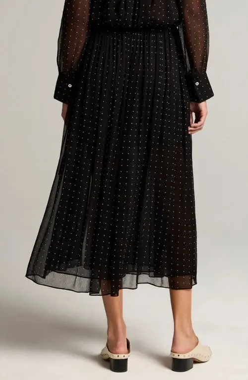Vince Heat Set Dot Sheer Midi Skirt