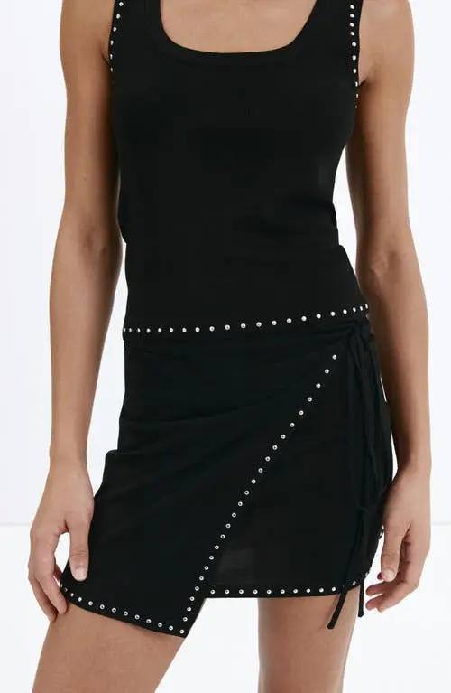 Mango Studded Knit Wrap Miniskirt