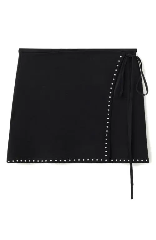 Mango Studded Knit Wrap Miniskirt