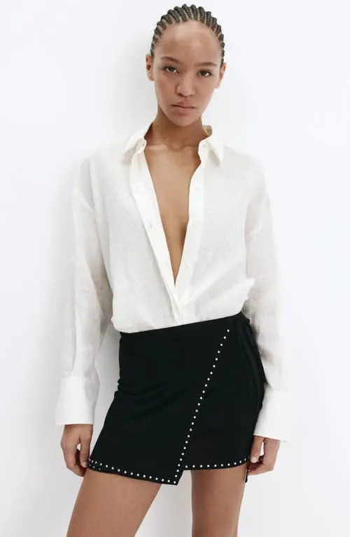 Mango Studded Knit Wrap Miniskirt