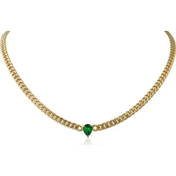 CZ BY KENNETH JAY LANE Pear Cubic Zirconia Chain Necklace - Gold Plated